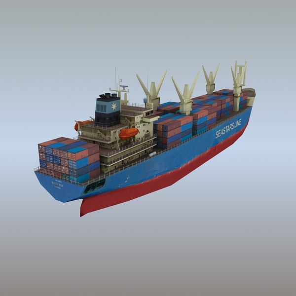 3d cargo container ship model