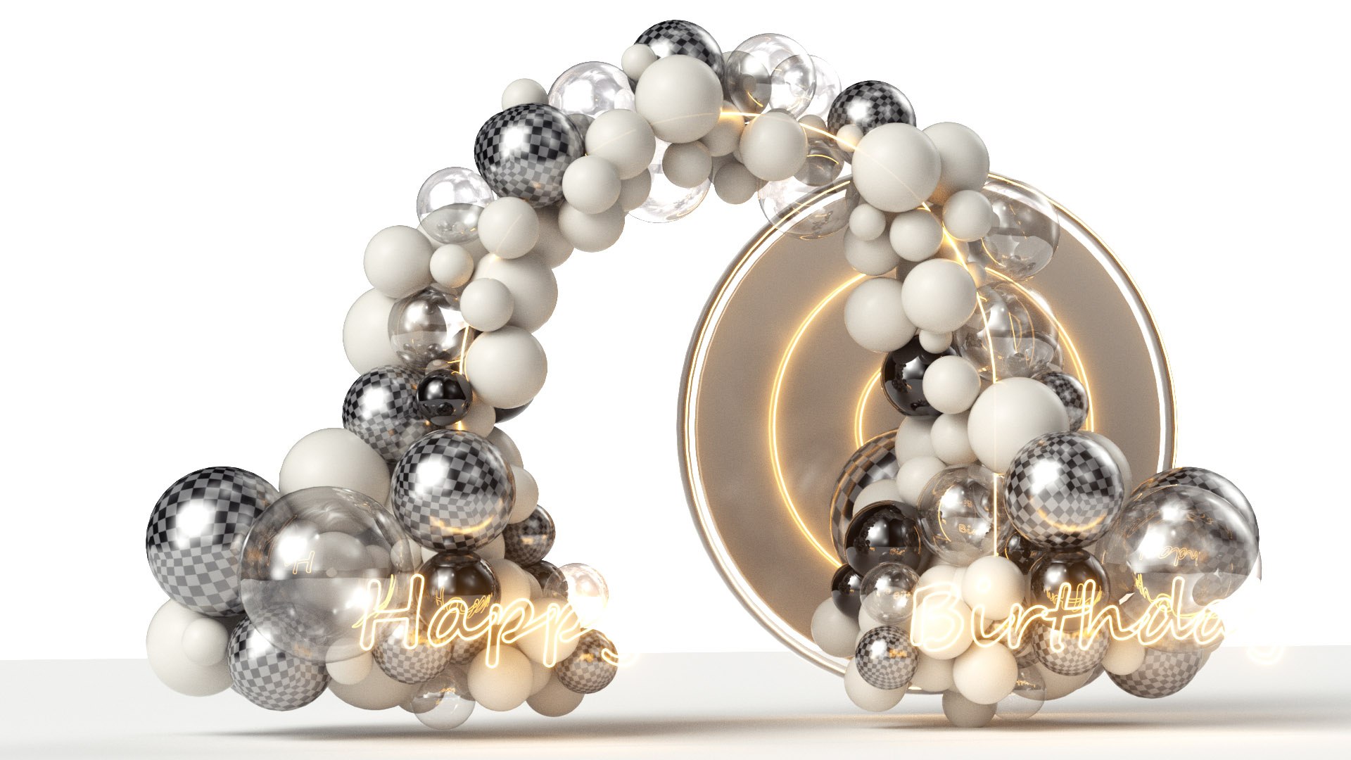 3D Birthday Metal Balloon Arch Model - TurboSquid 2199927