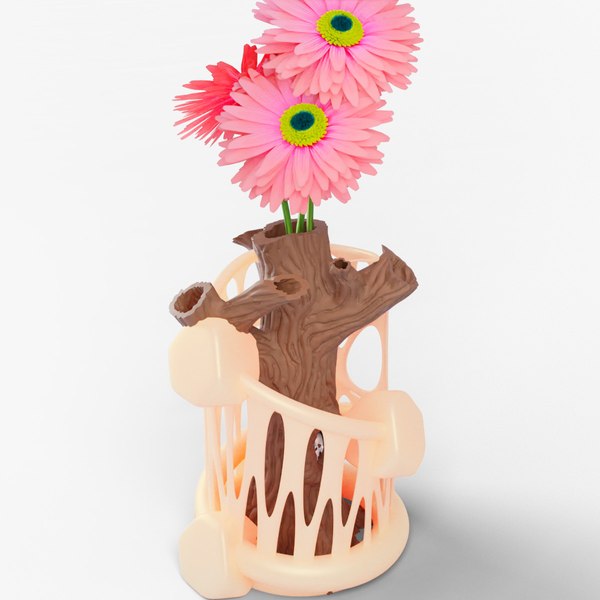 3D vase tree trunk flower - TurboSquid 1665589