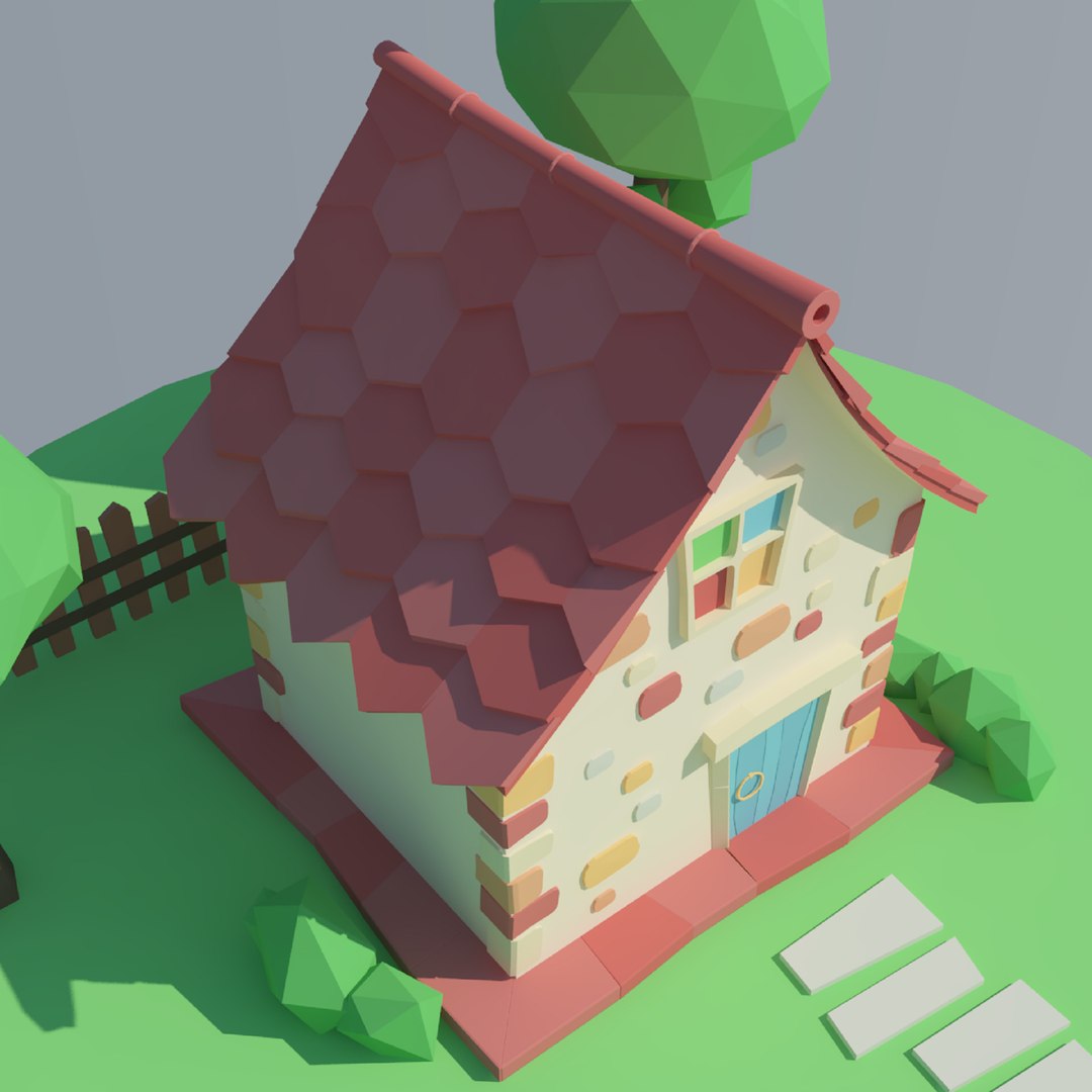 3D Low Poly Cartoon House Model - TurboSquid 1761988