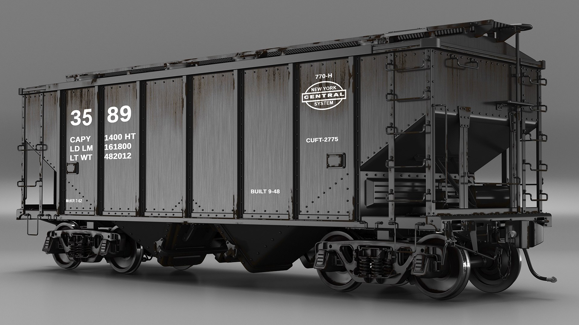 3D Two Bay Covered Hopper model - TurboSquid 2148463