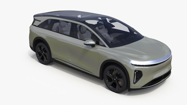 modelo 3d SUV eléctrico Lucid Gravity 2024 en color oliva simplificado ...