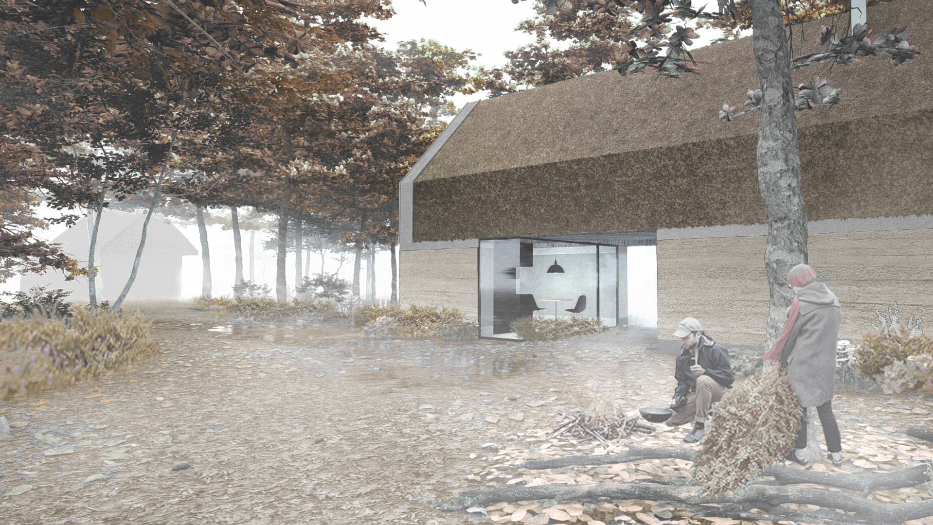 3D Modern Rammed Earth House - Straw Roof Model - TurboSquid 1843887