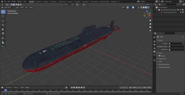 アクラプロジェクト941タイフーン級弾道ミサイル潜水艦3Dモデル - TurboSquid 2065627