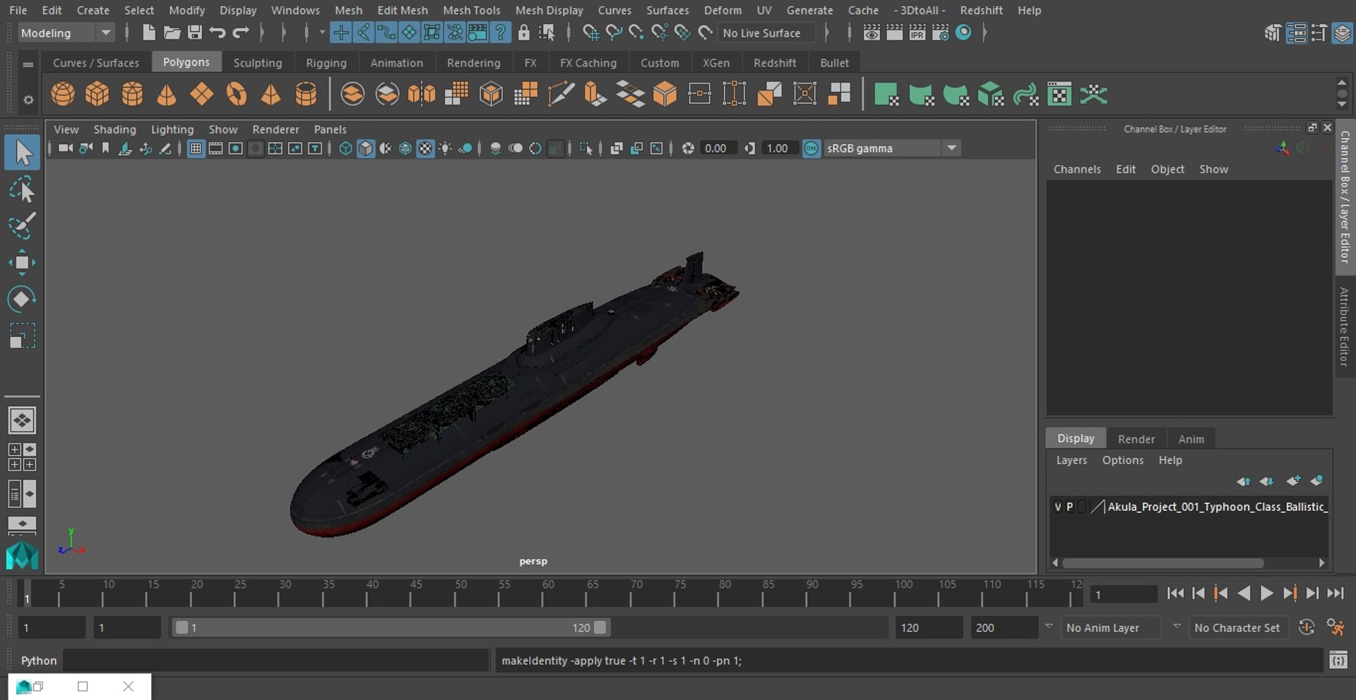 Akula Project 941 Typhoon Class Ballistic Missile Submarine 3D model ...