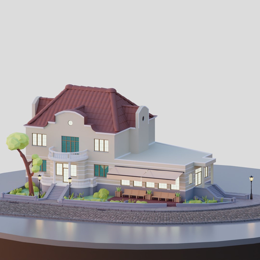 3D Cafe Building - TurboSquid 1872299