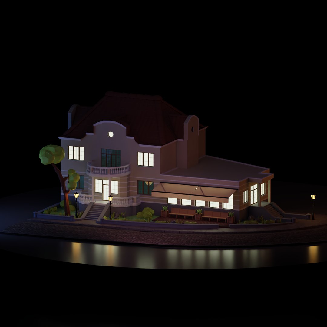 3D Cafe Building - TurboSquid 1872299