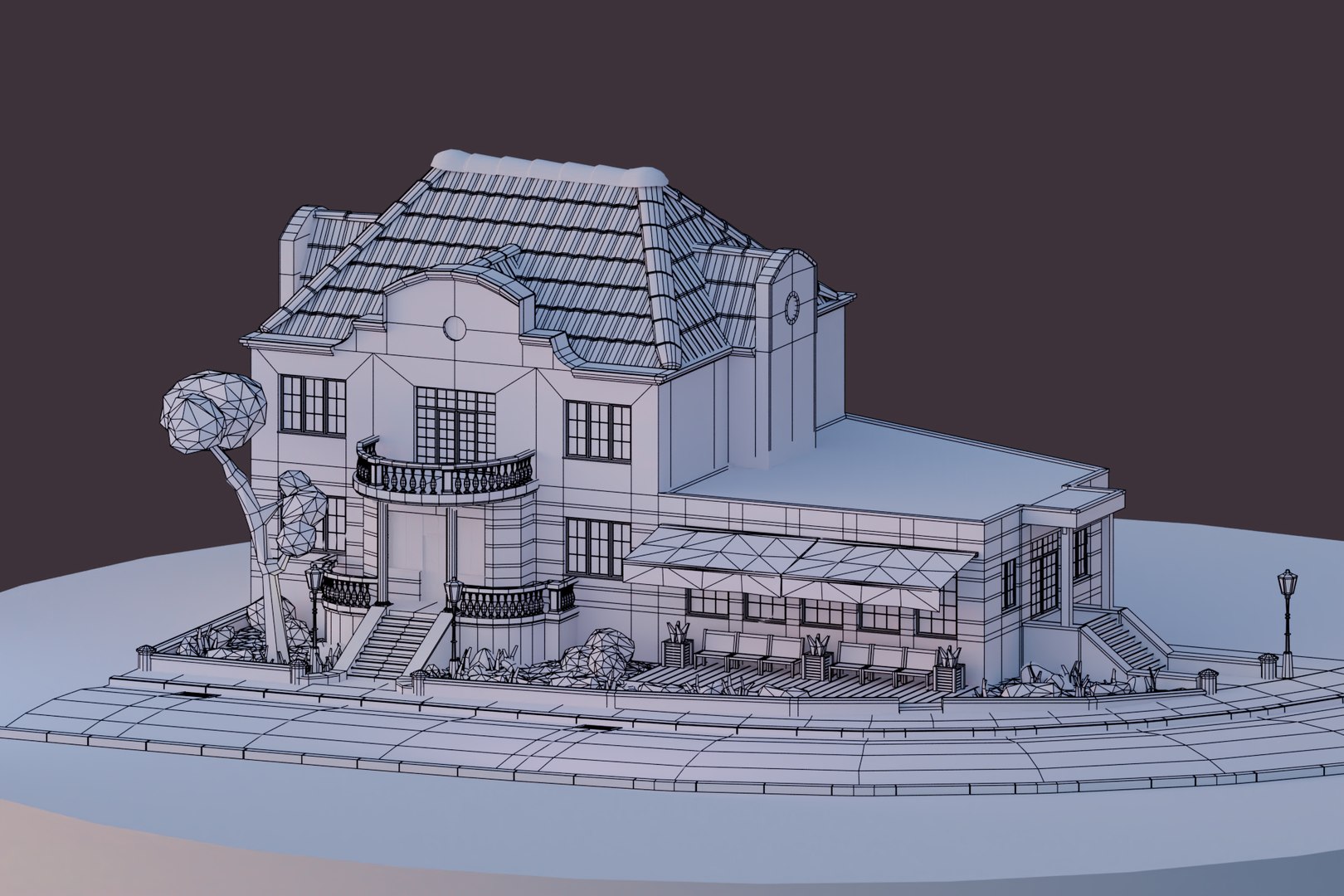 3D Cafe Building - TurboSquid 1872299