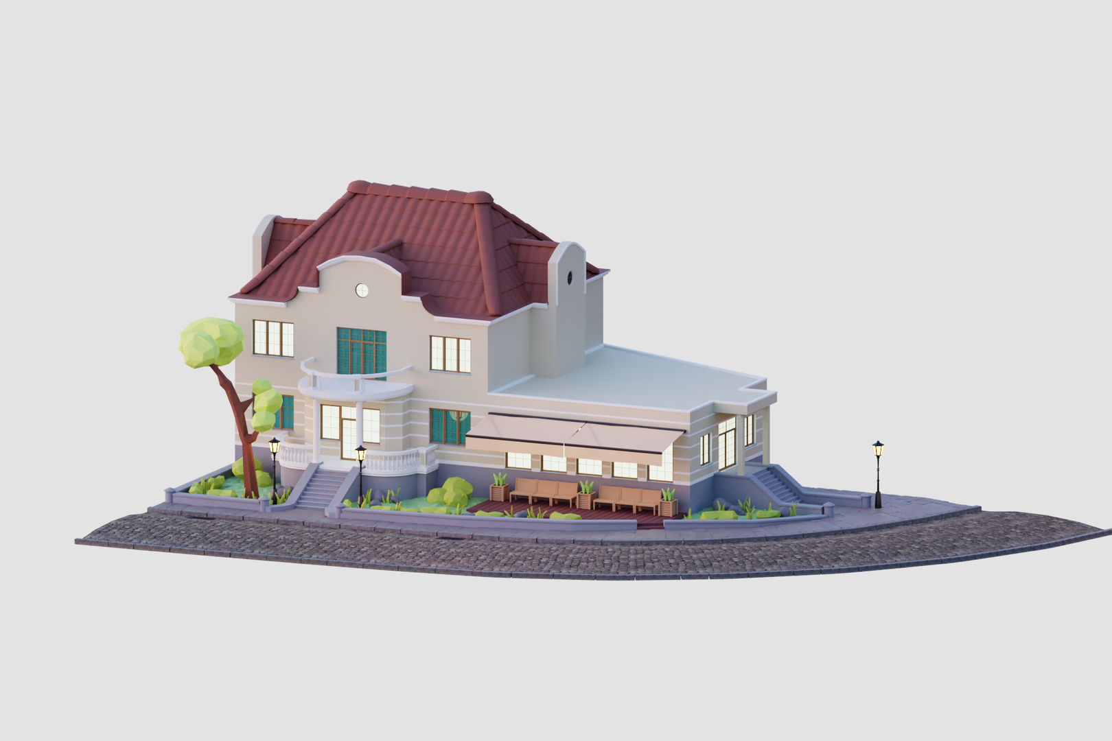 3D Cafe Building - TurboSquid 1872299