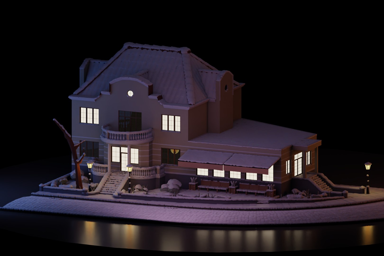 3D Cafe Building - TurboSquid 1872299