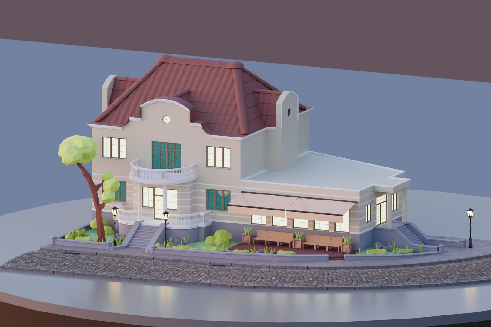 3D Cafe Building - TurboSquid 1872299