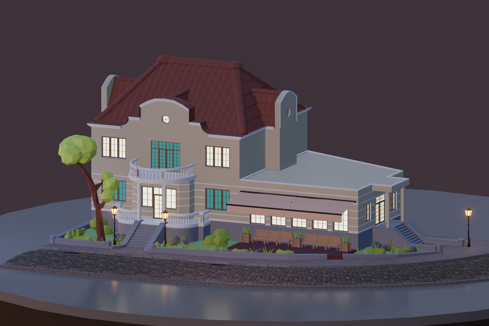 3D Cafe Building - TurboSquid 1872299