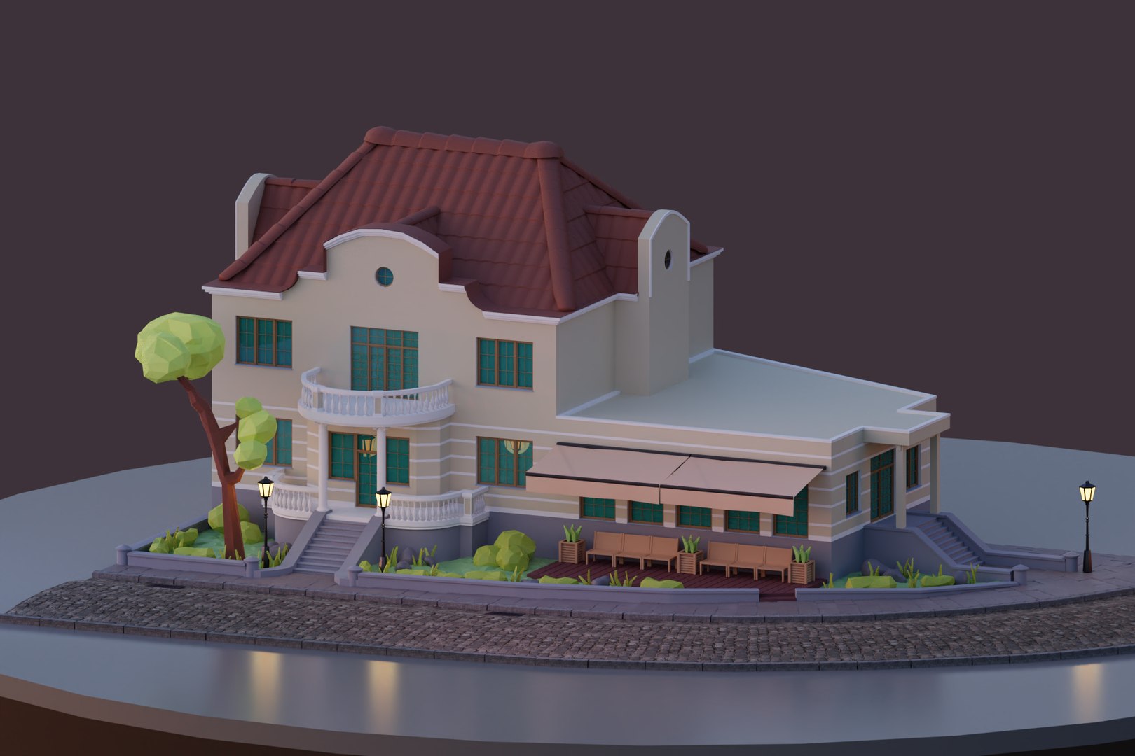 3D Cafe Building - TurboSquid 1872299