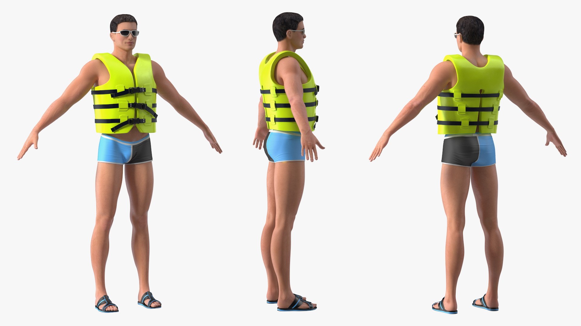 3D Male In Swimwear And Life Vest - TurboSquid 2381824