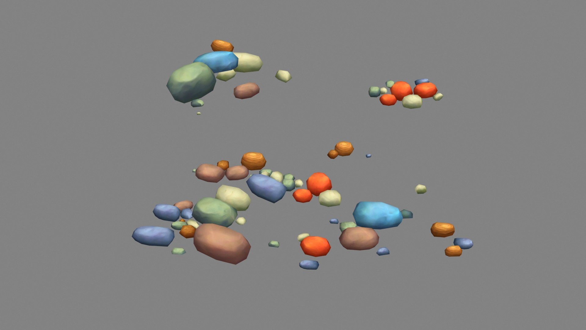 3D Cartoon Pebbles - Cobblestone - Colored Stones - Gravel Model ...