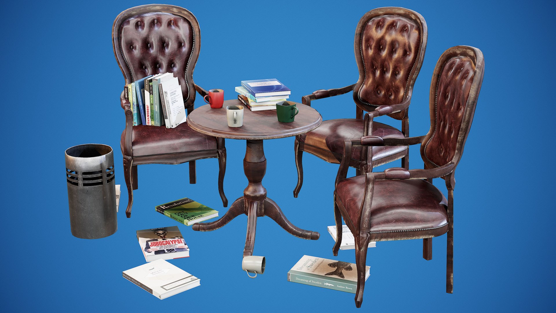 3D Model Chair And Table Pack - PBR Game Ready Props - TurboSquid 2038874