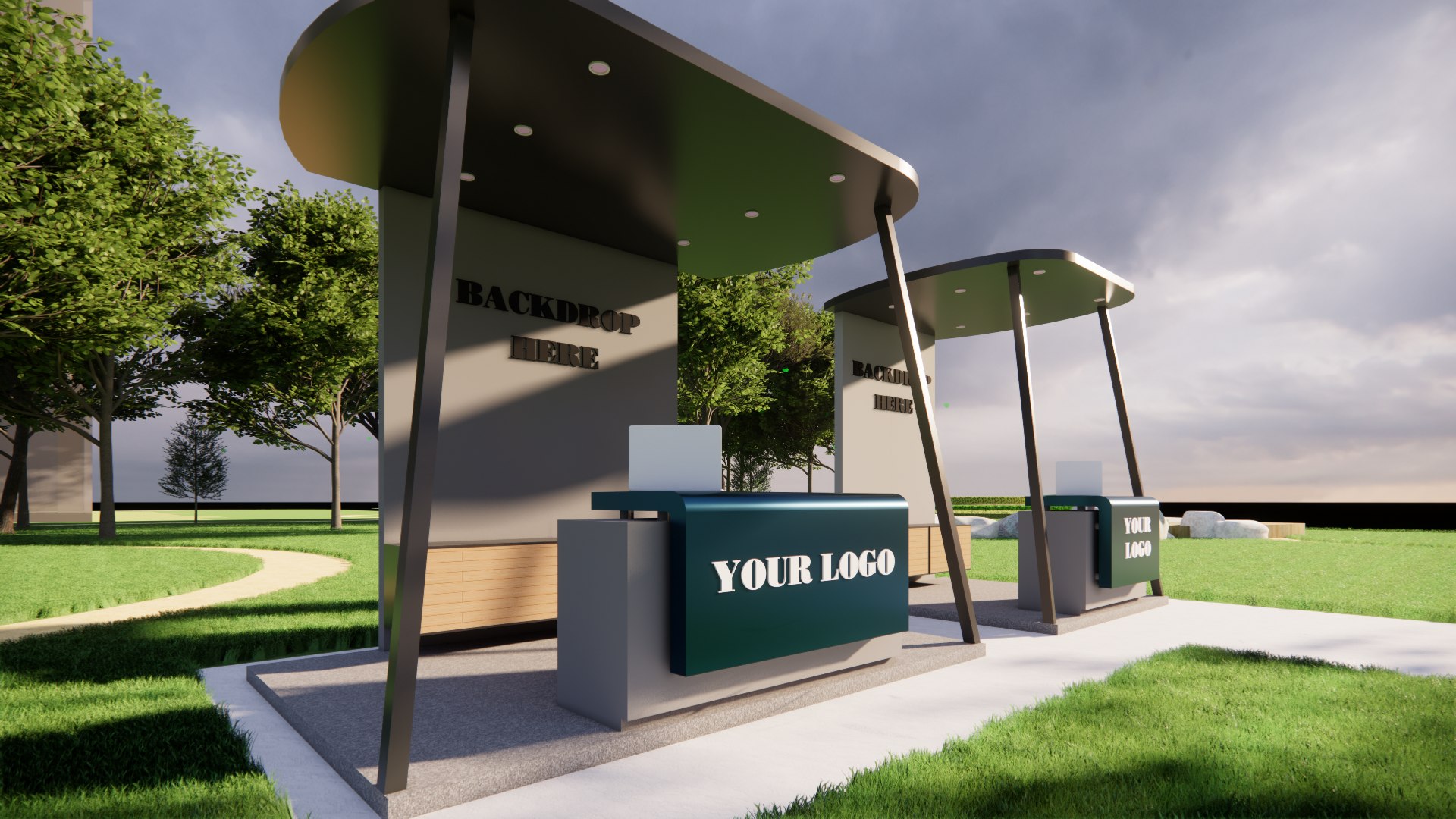 3D Model Outside Booth 2x3 - TurboSquid 2373129