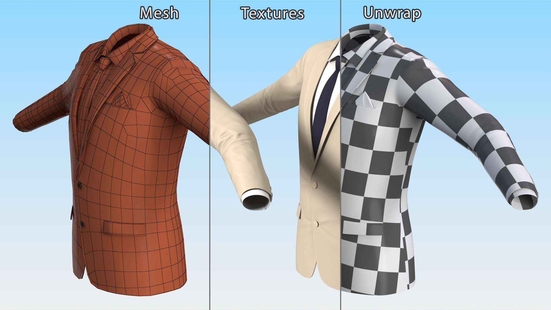 3D Mens Formal Blazer And Necktie - TurboSquid 2137036