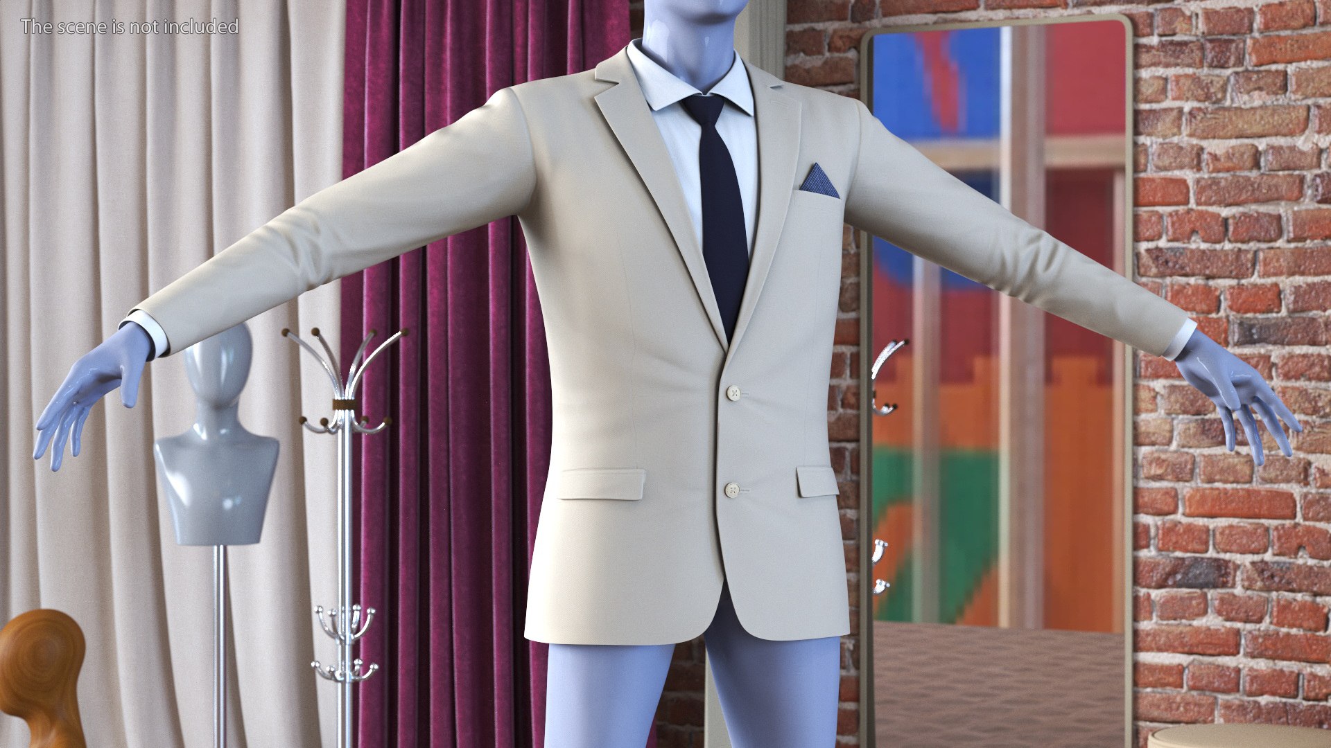 3D Mens Formal Blazer And Necktie - TurboSquid 2137036