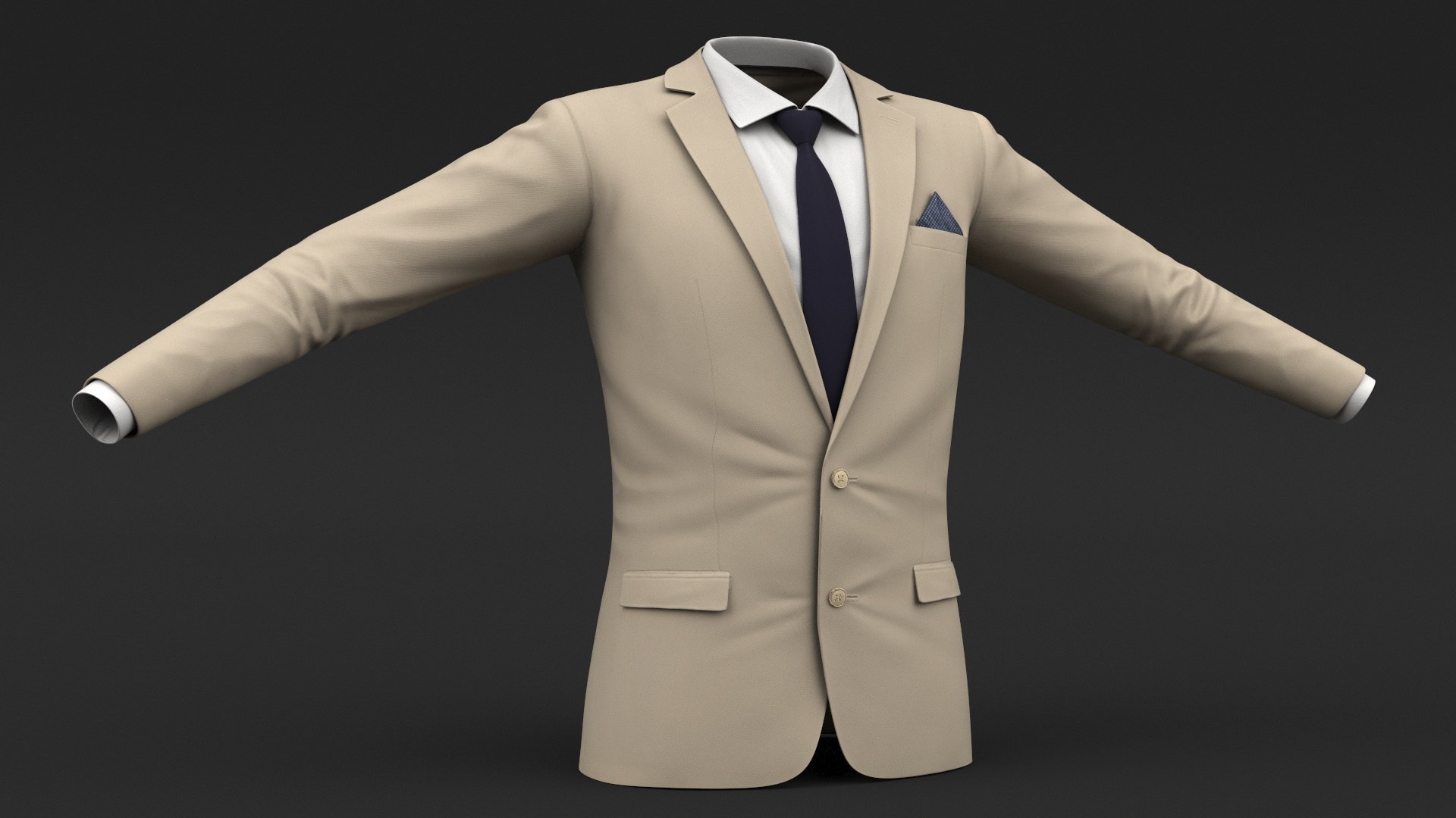 3D Mens Formal Blazer And Necktie - TurboSquid 2137036
