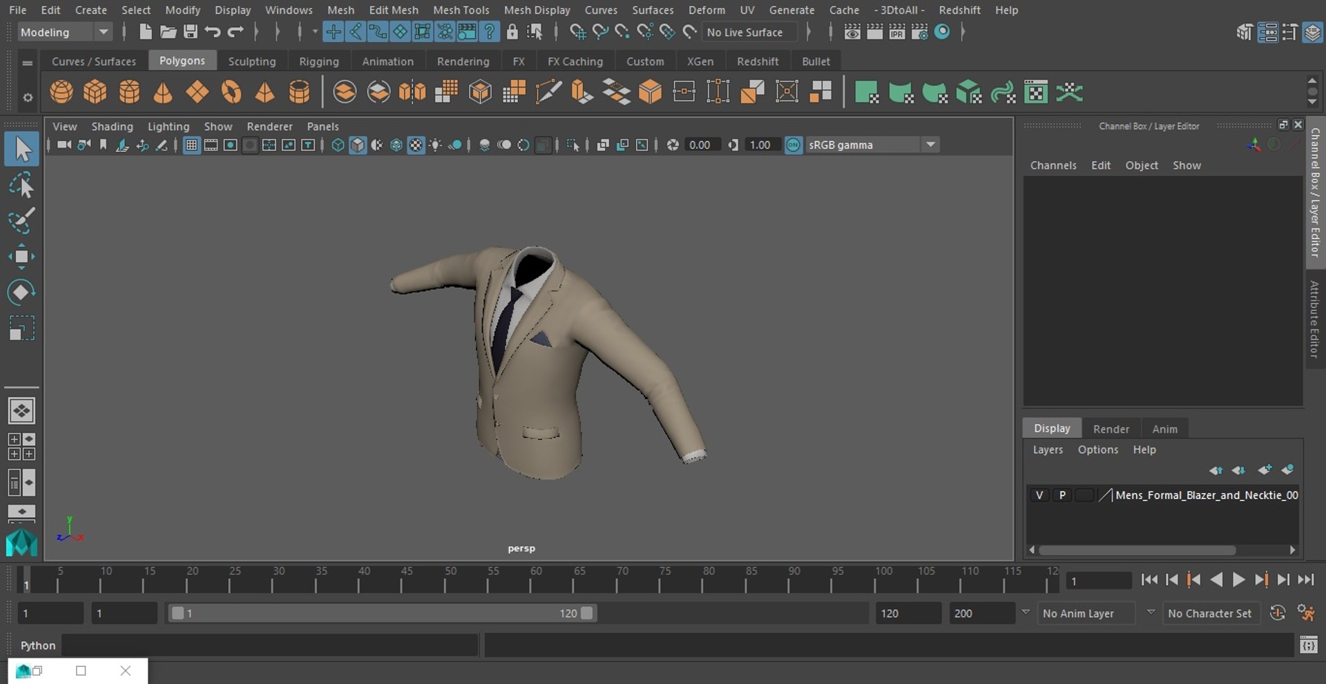 3D Mens Formal Blazer And Necktie - TurboSquid 2137036