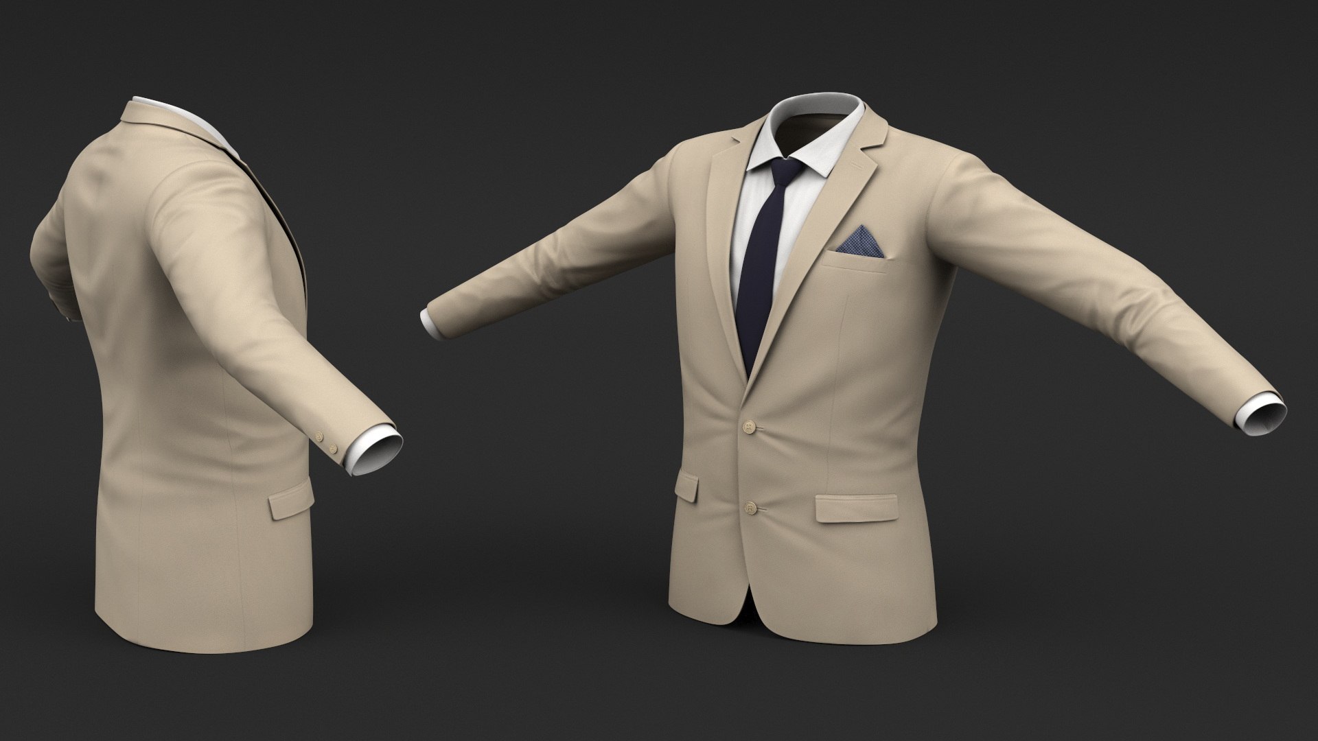 3D Mens Formal Blazer And Necktie - TurboSquid 2137036