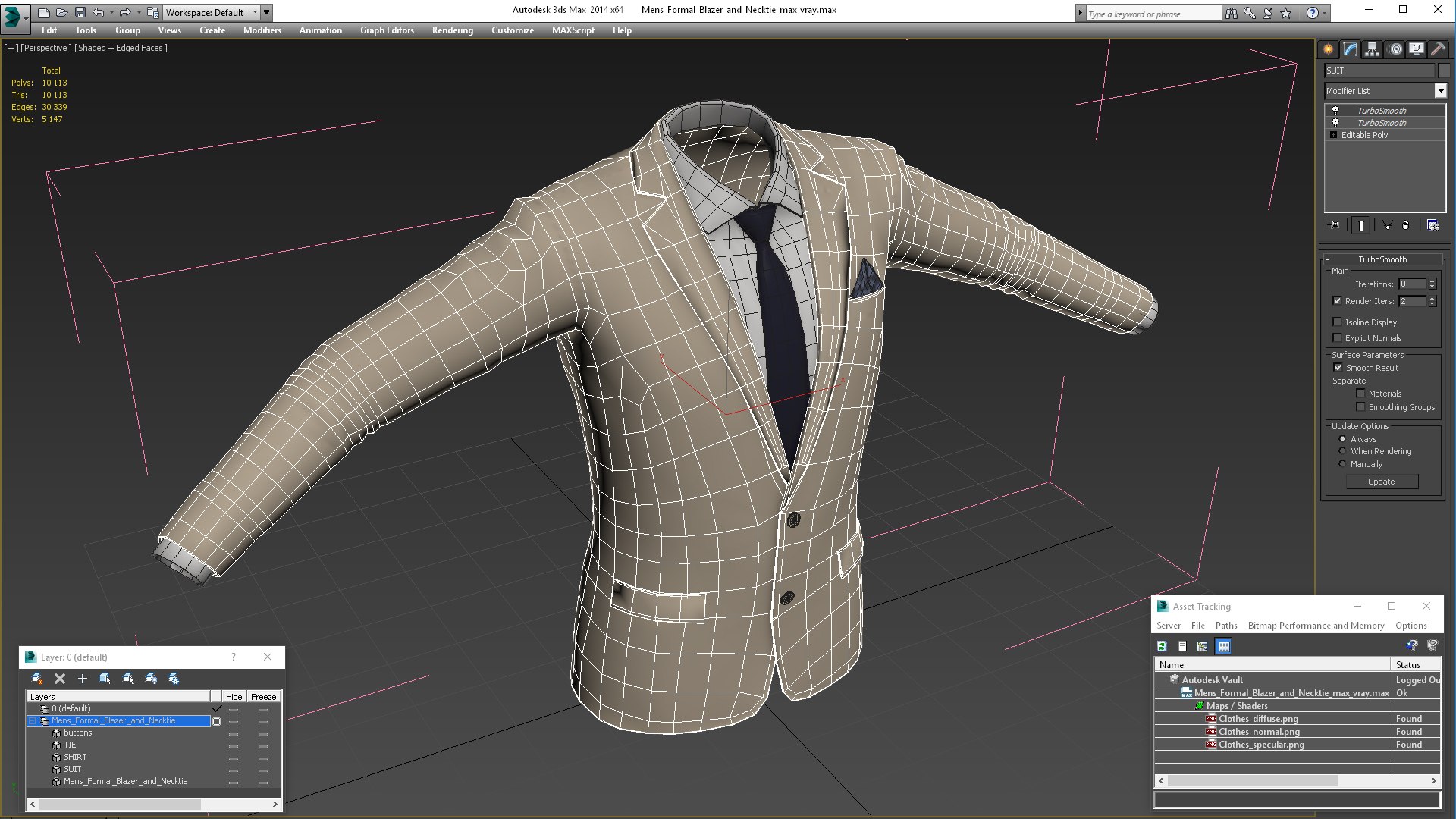 3D Mens Formal Blazer And Necktie - TurboSquid 2137036