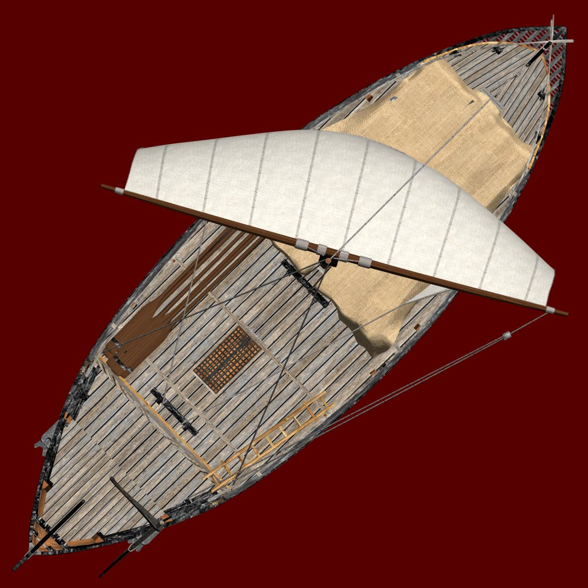 3d model of ancient greek freight ship hull