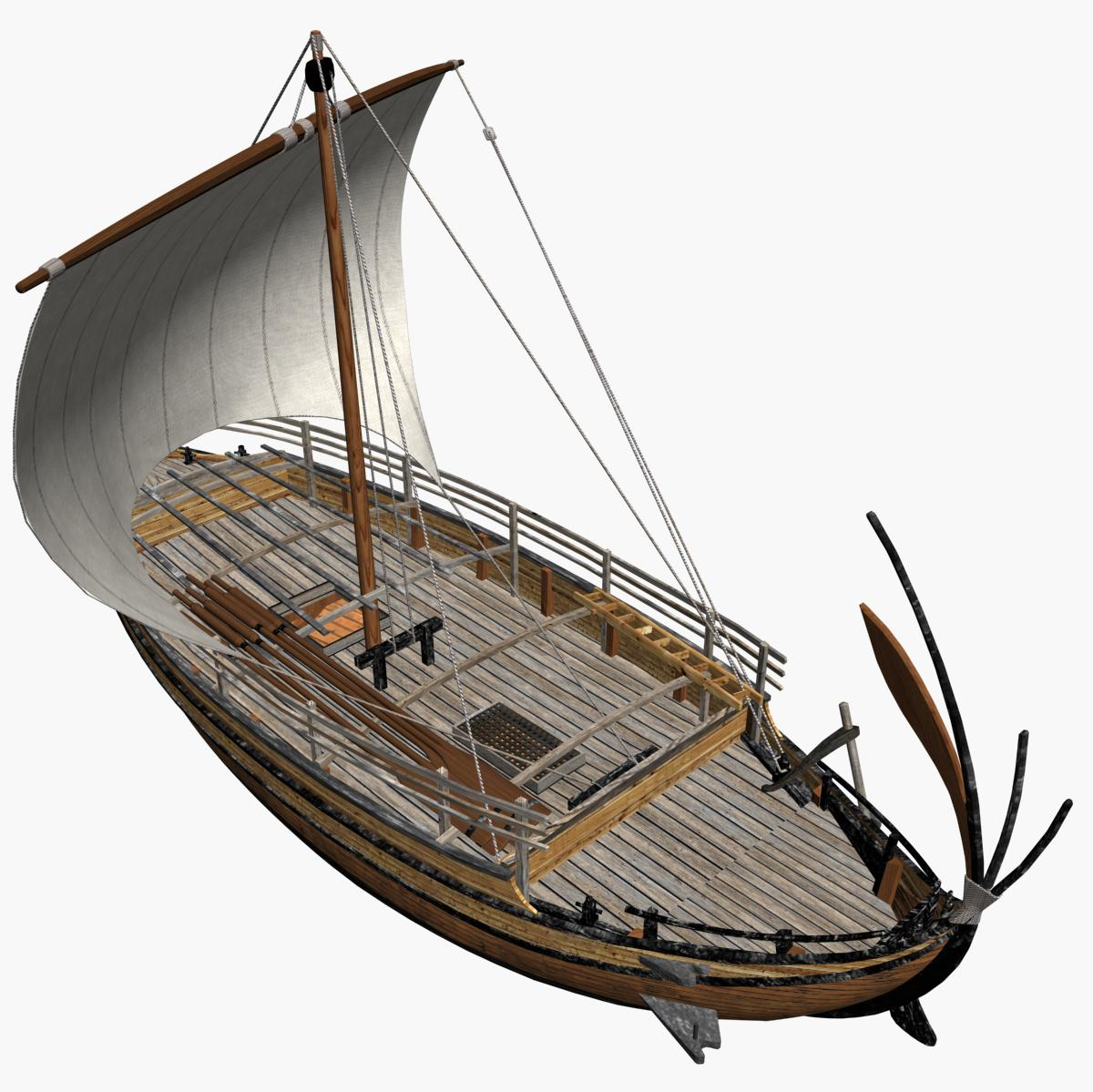 3d model of ancient greek freight ship hull