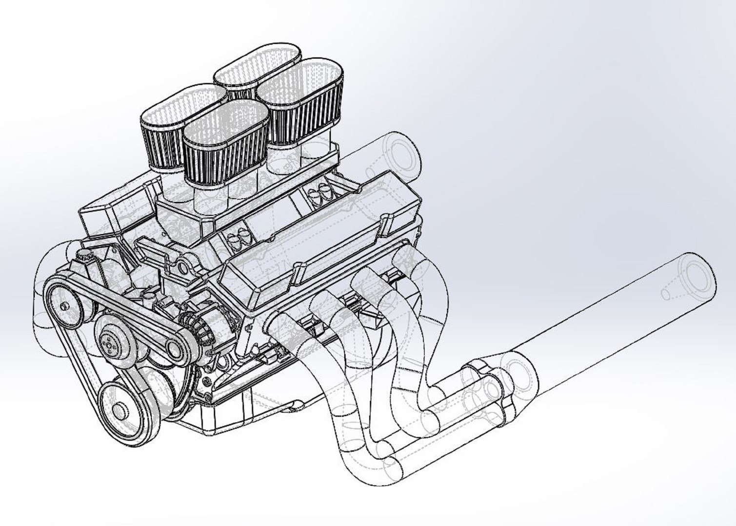 3D Diecast Engine V8 For Vintage Sprint Car Scale 1 To 25 Model ...