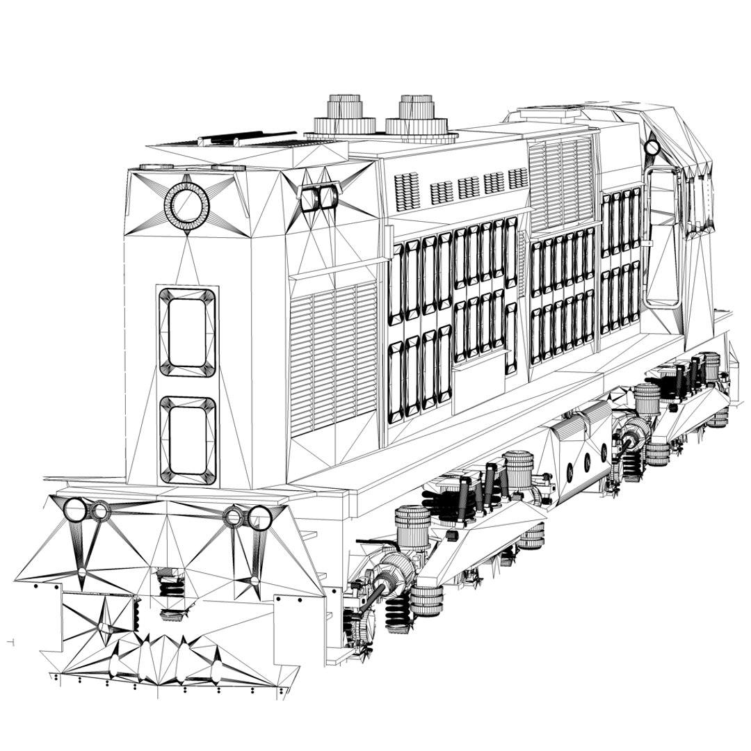 3d Russian Diesel Train Locomotive Model