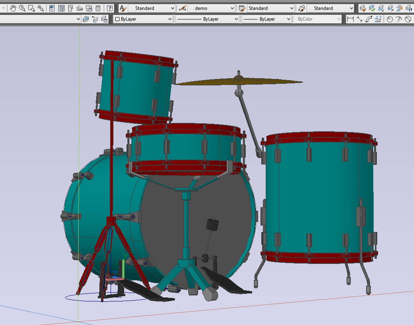 3d drum modeled autocad
