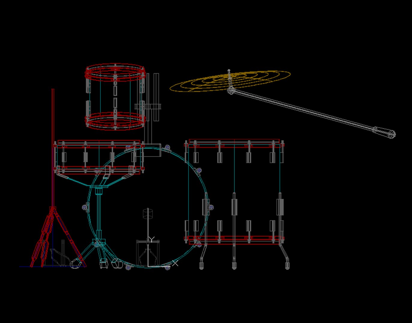 3d drum modeled autocad