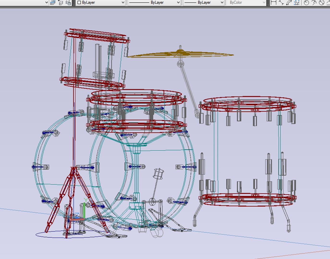 3d drum modeled autocad