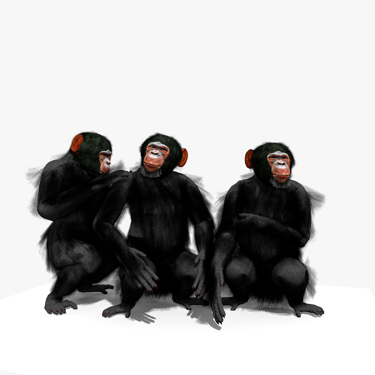 Group chimpanzee animation chimp 3D model - TurboSquid 1376900
