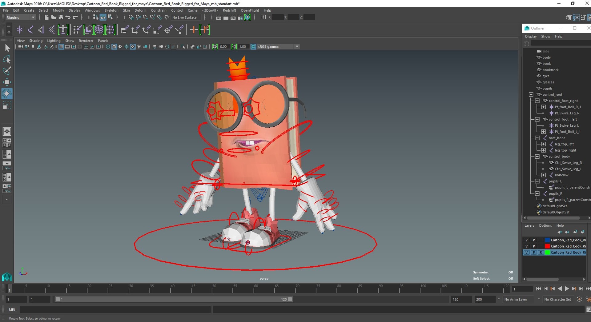 Cartoon Red Book Rigged for Maya 3D - TurboSquid 2139193