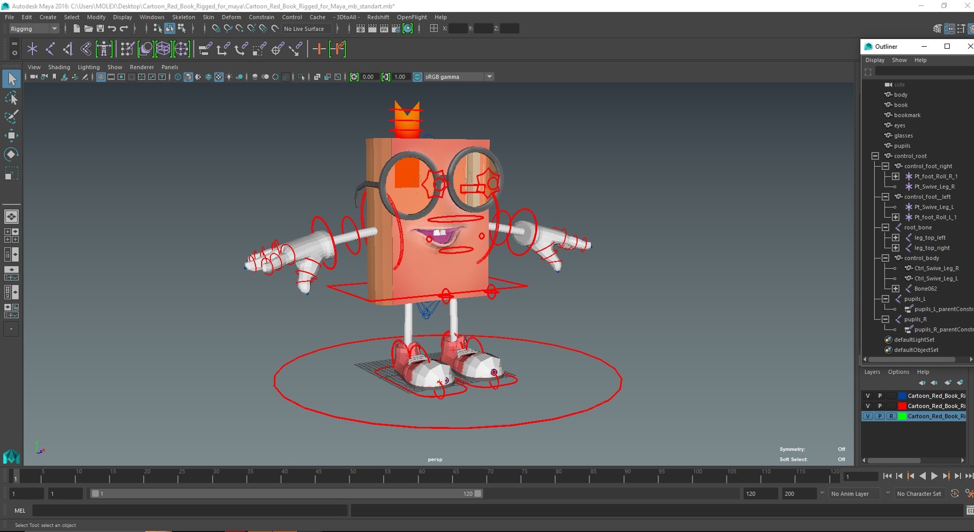 Cartoon Red Book Rigged for Maya 3D - TurboSquid 2139193