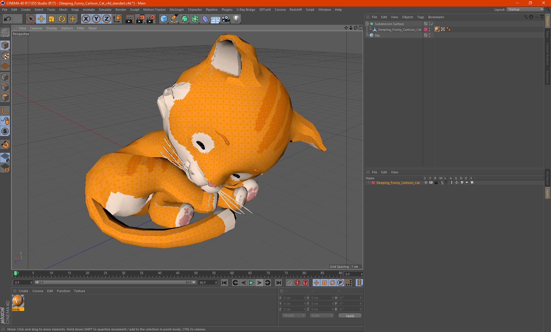 3D Sleeping Funny Cartoon Cat model - TurboSquid 1957758