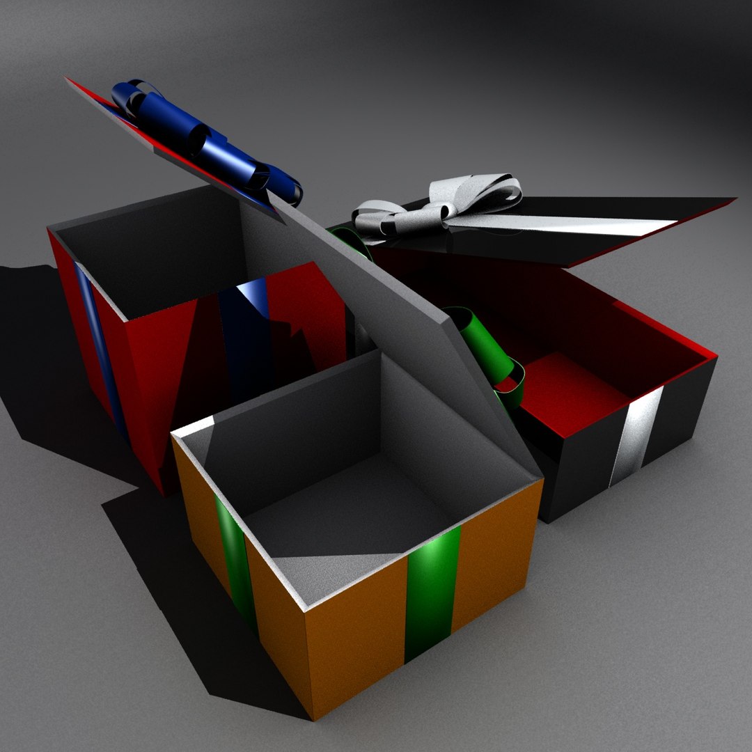3d Model Of Open Able Gift Box