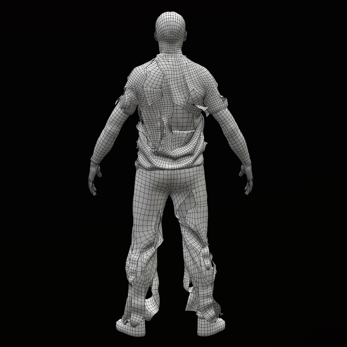 burned zombie 3d model