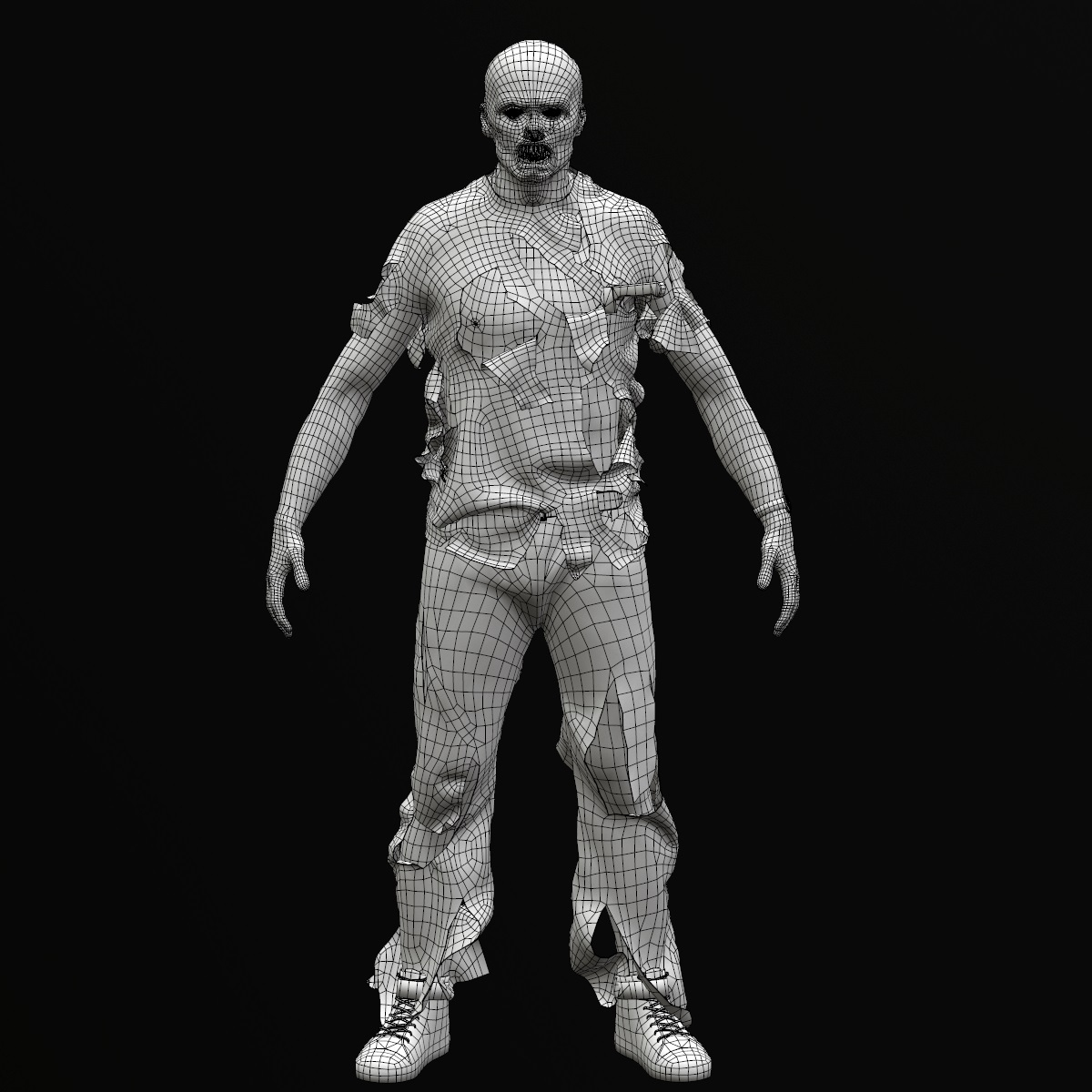 burned zombie 3d model