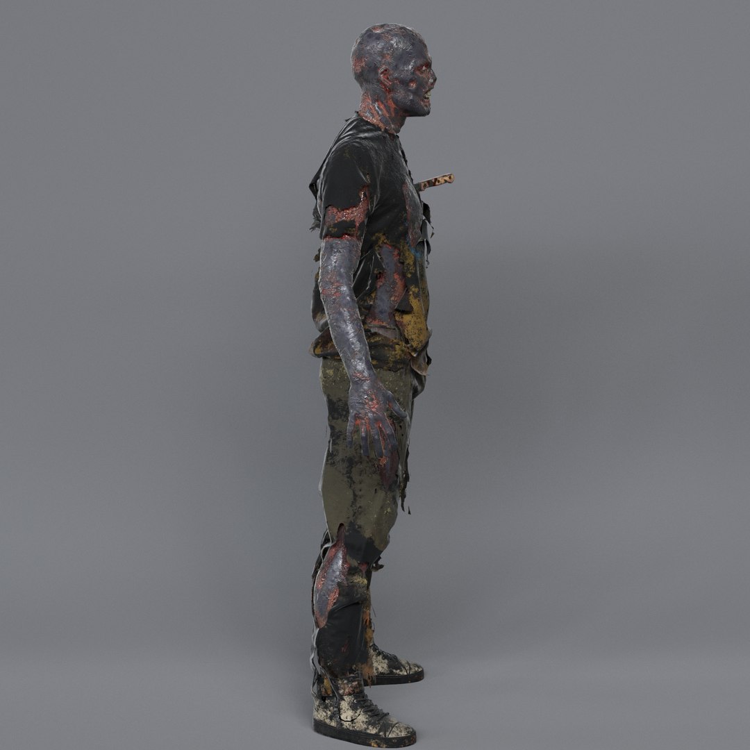 burned zombie 3d model