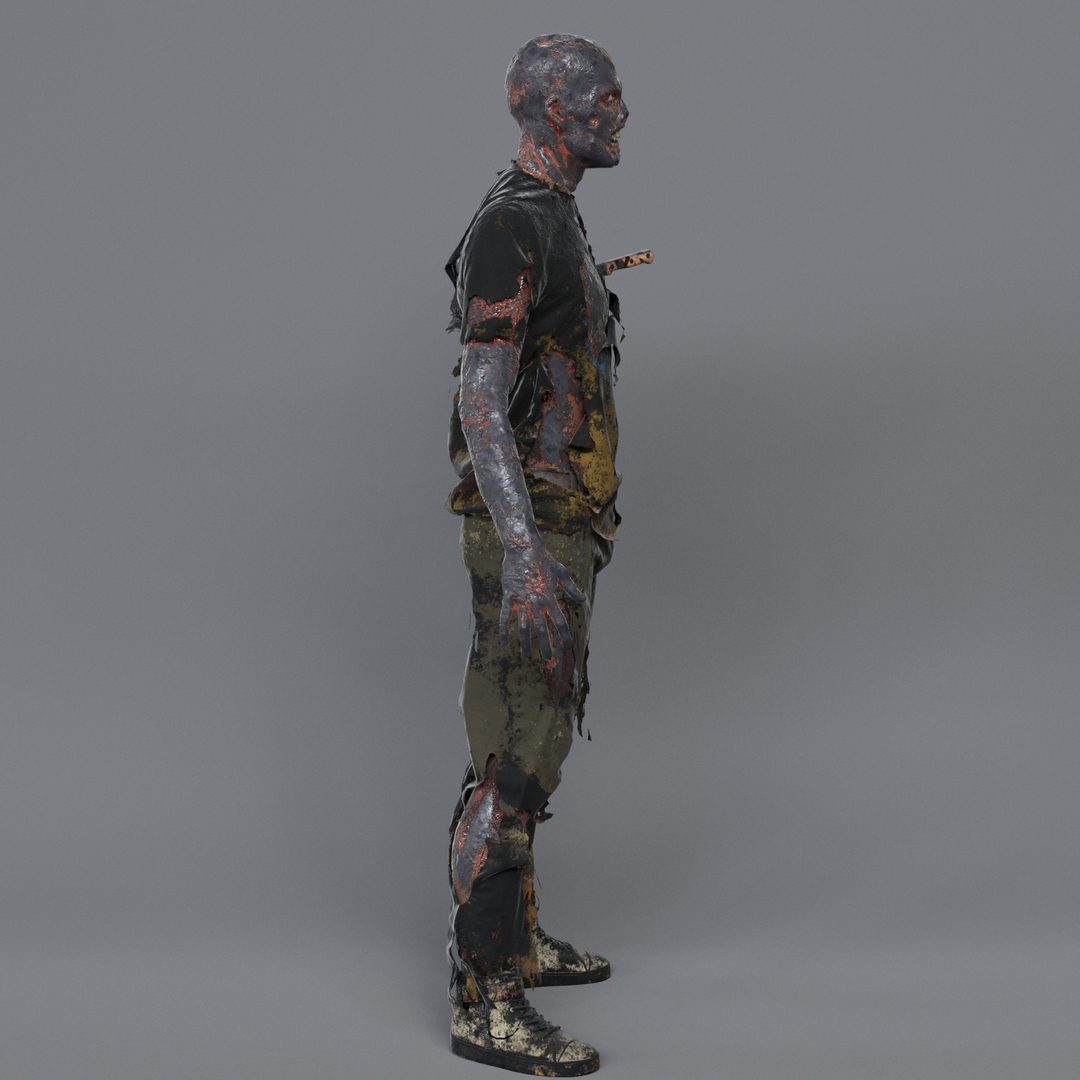 burned zombie 3d model