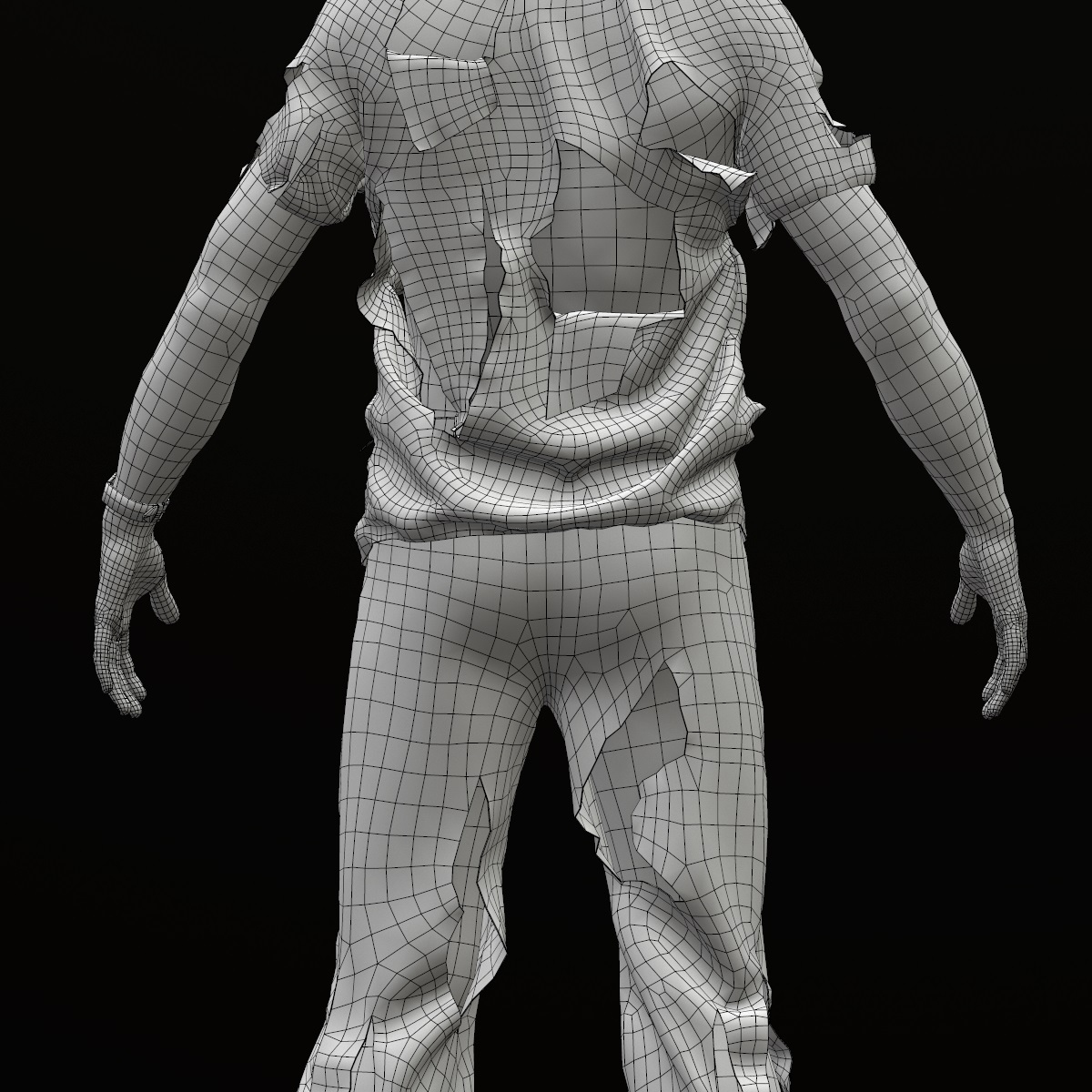 burned zombie 3d model