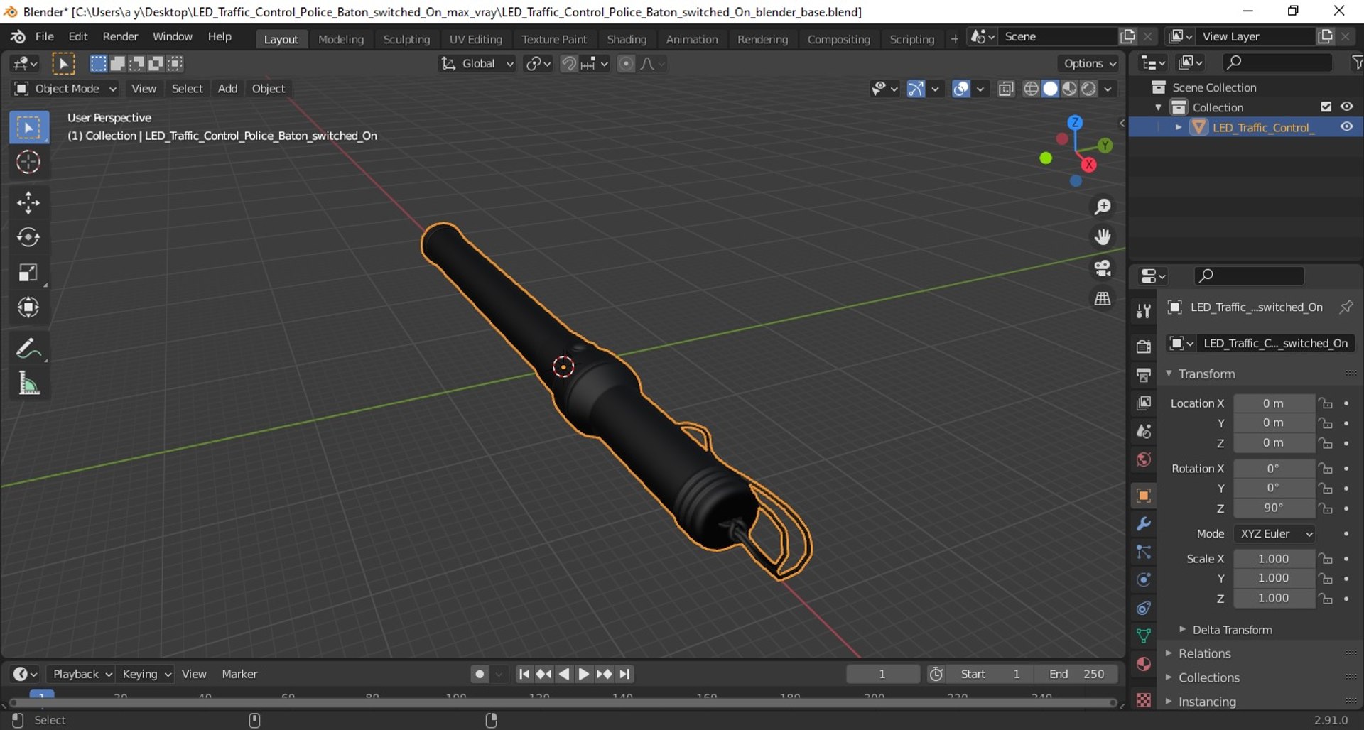 3D traffic control police baton model - TurboSquid 1706836