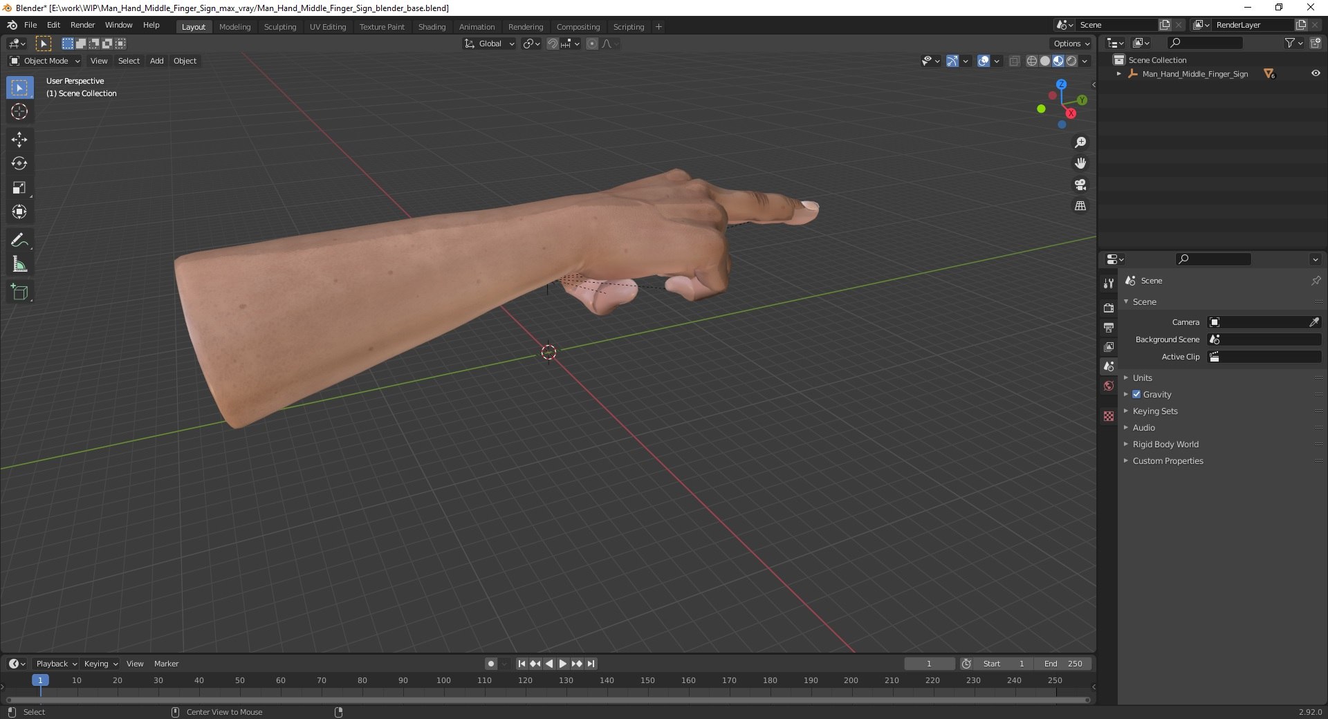Man Hand Middle Finger Sign 3D Model - TurboSquid 2195762