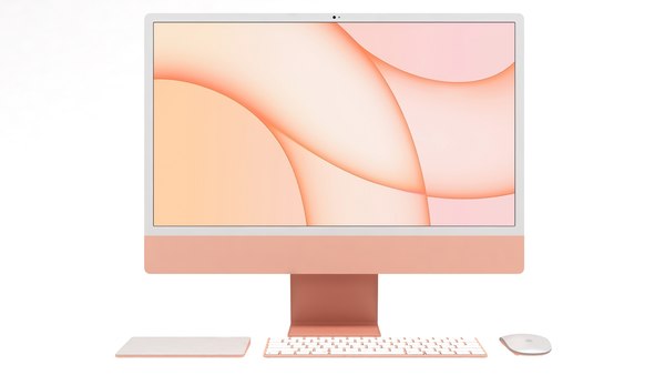 3D модель Apple iMac, 24 дюйма, 2021 г., оранжевый, весь набор ...