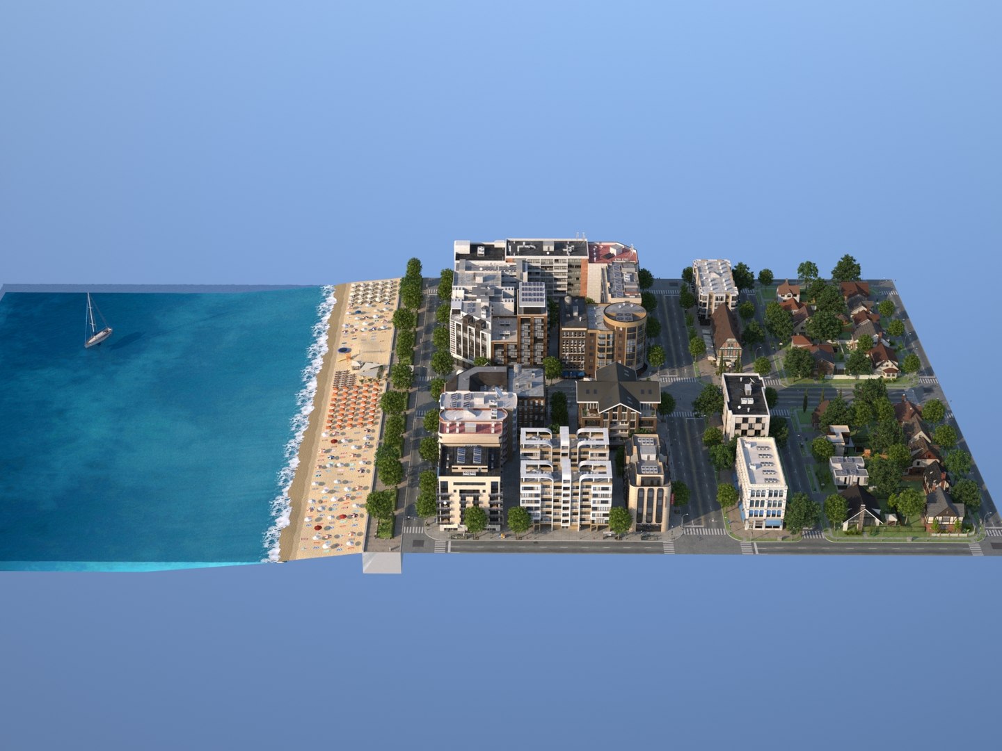 City beach 3D model - TurboSquid 1166663