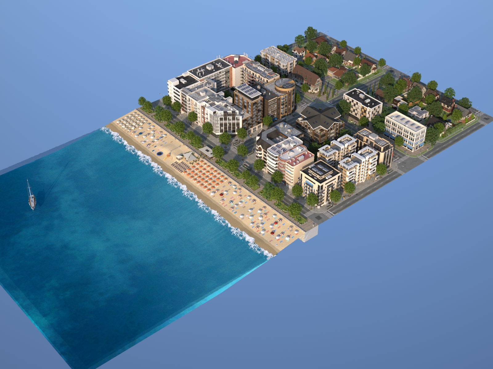 City beach 3D model - TurboSquid 1166663