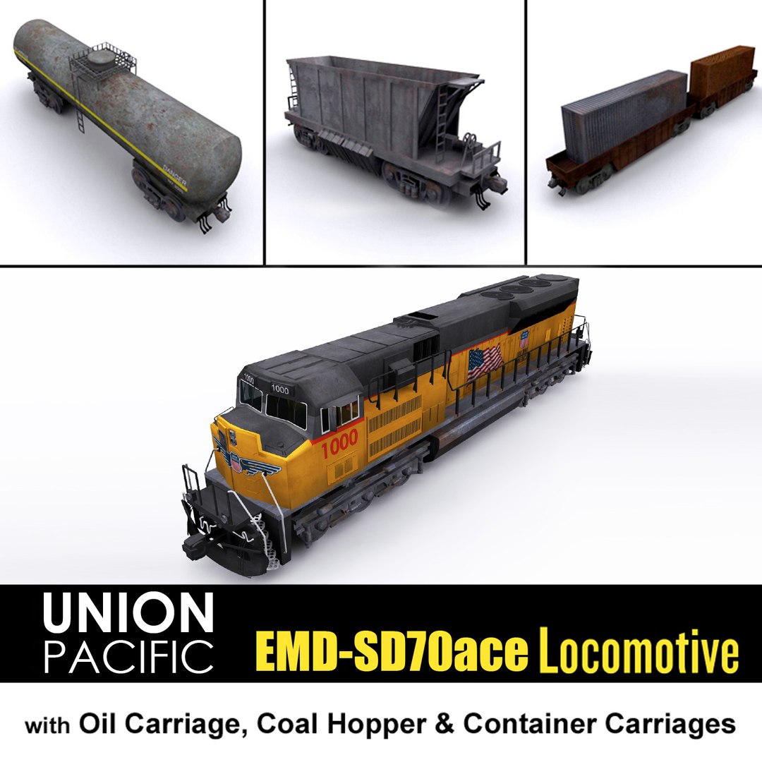 EMD Locomotive With Cargo Carriages 3D - TurboSquid 2029487